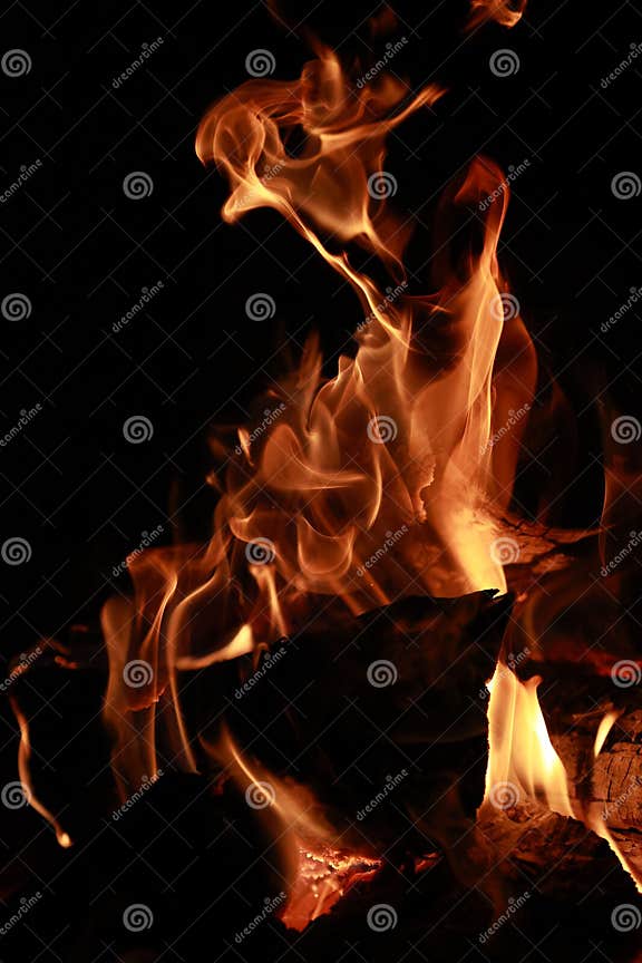 Vertical Shot of the Fire Flames on Black Background Stock Image ...