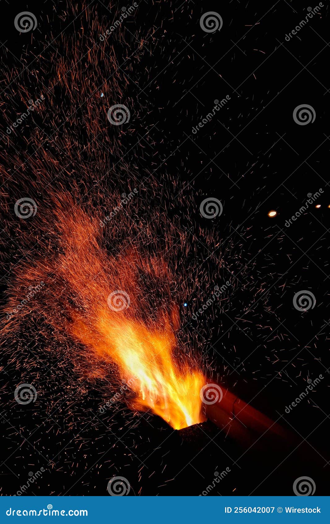 Vertical Shot of Fire Sparks at Night Stock Image - Image of burn ...