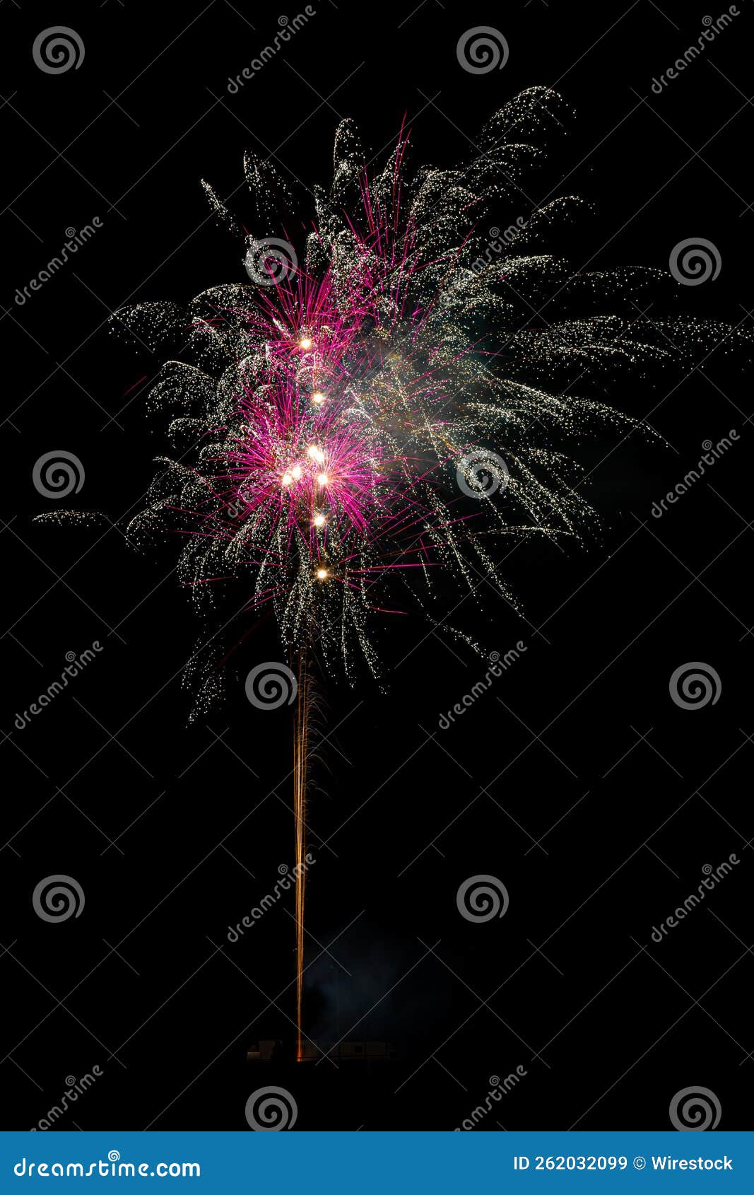 Vertical Shot of Fireworks Blowing Up at Night Stock Image - Image of ...