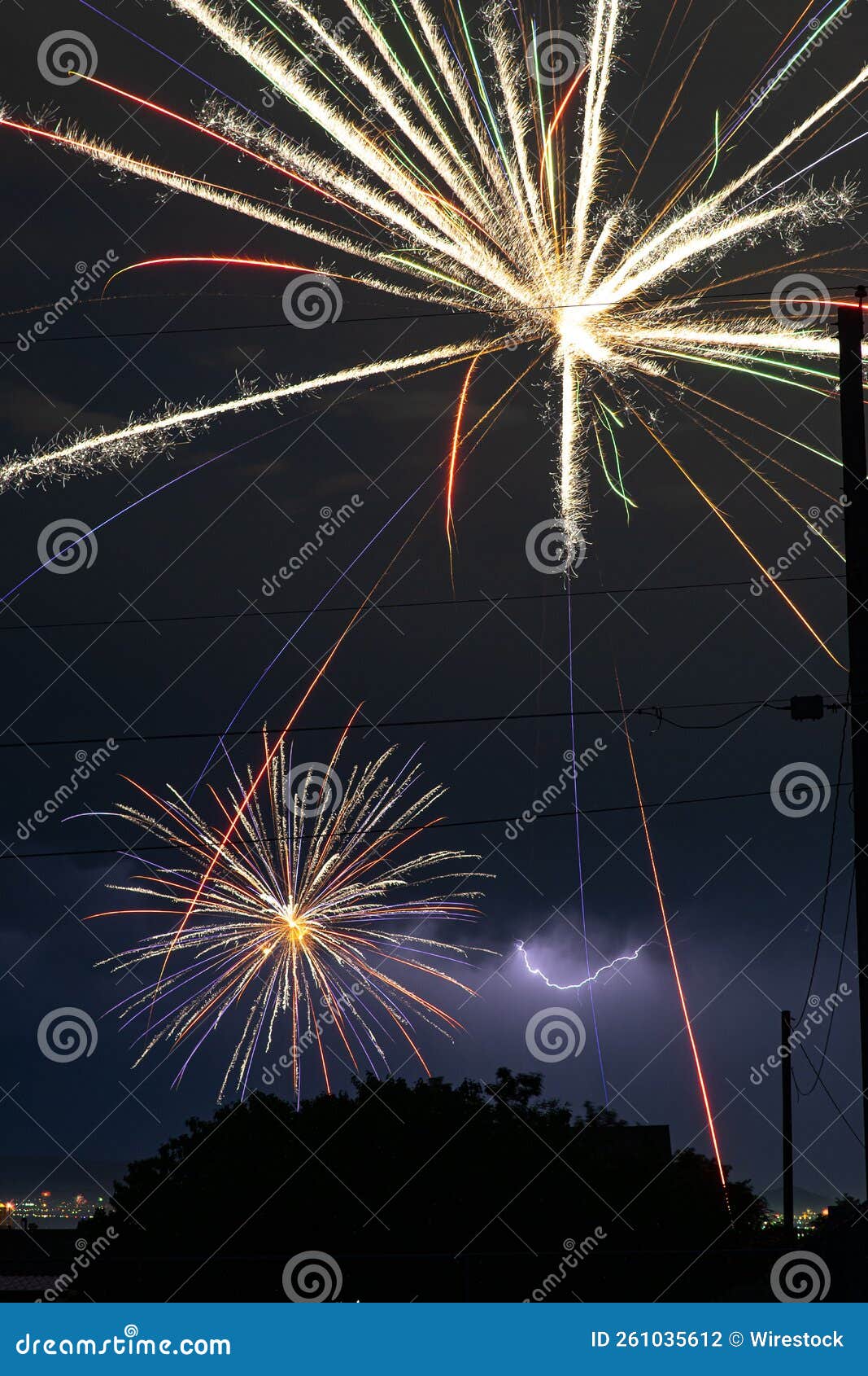 Vertical Shot of Fireworks at Night Stock Photo - Image of city ...