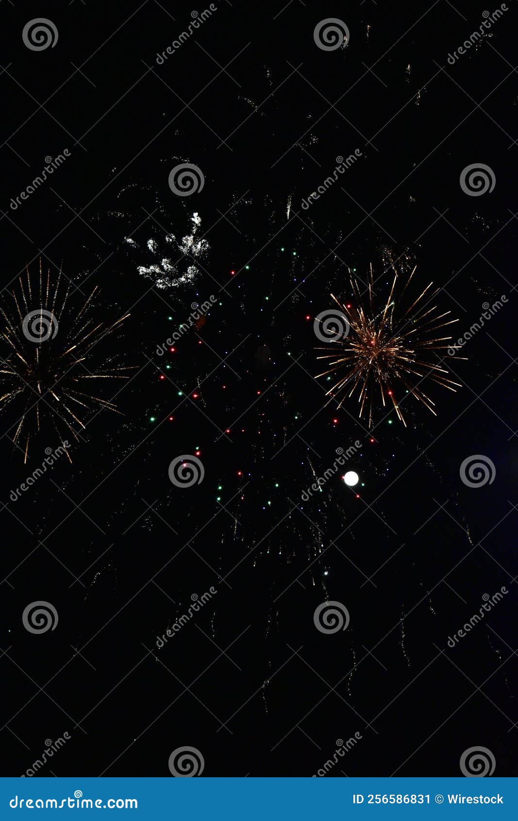 Vertical Shot of Fireworks in the Night Sky Stock Image - Image of ...
