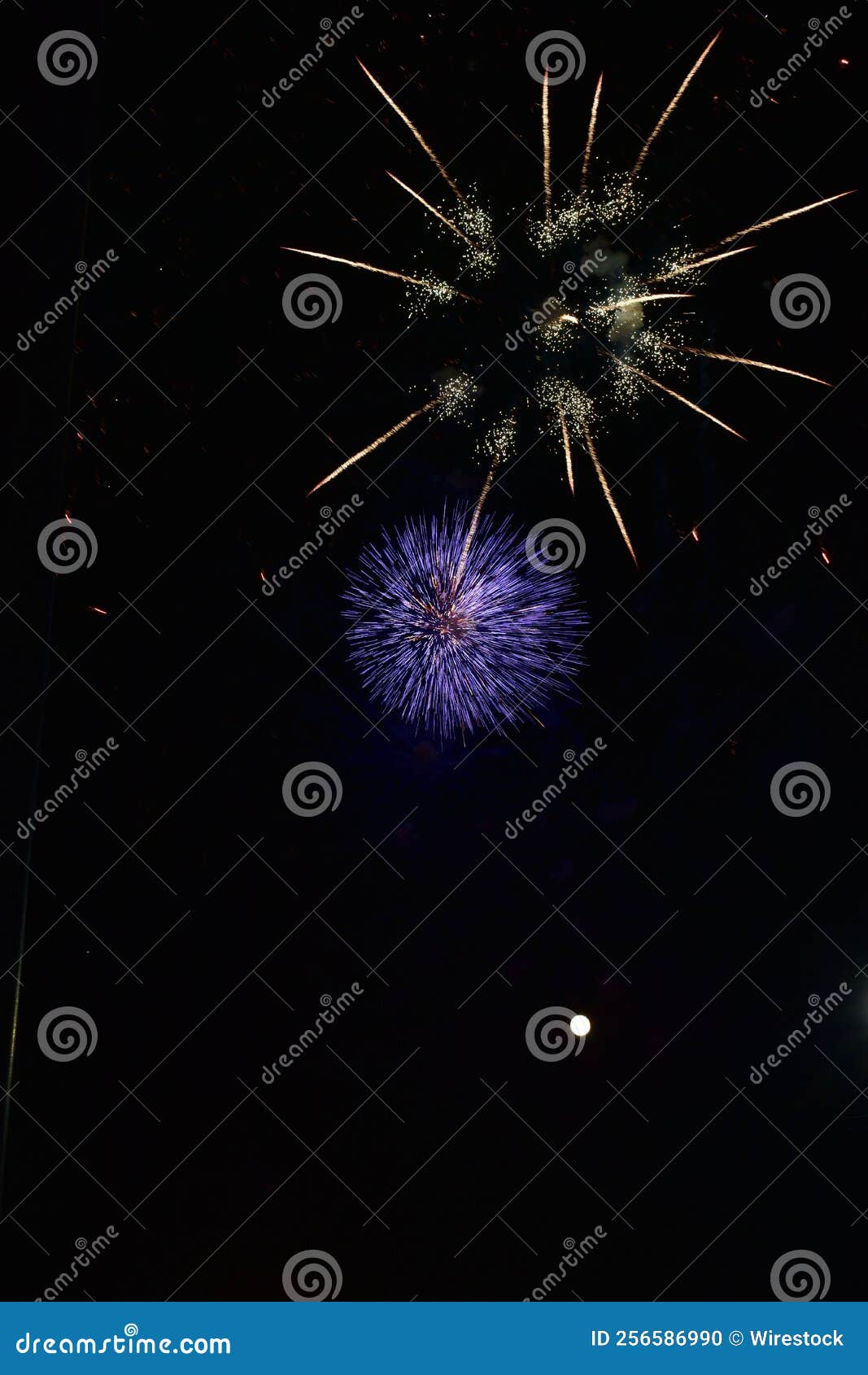 Vertical Shot of Fireworks in the Night Sky Stock Photo - Image of ...