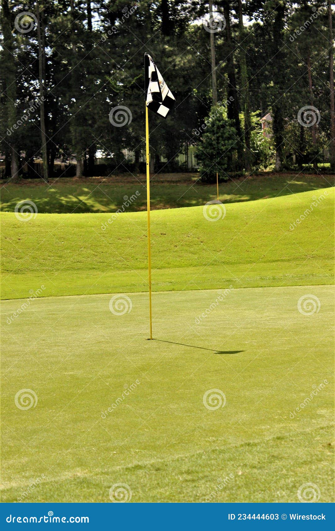 Vertical Shot of a Flagpole on a Golf Course Stock Image - Image of ...