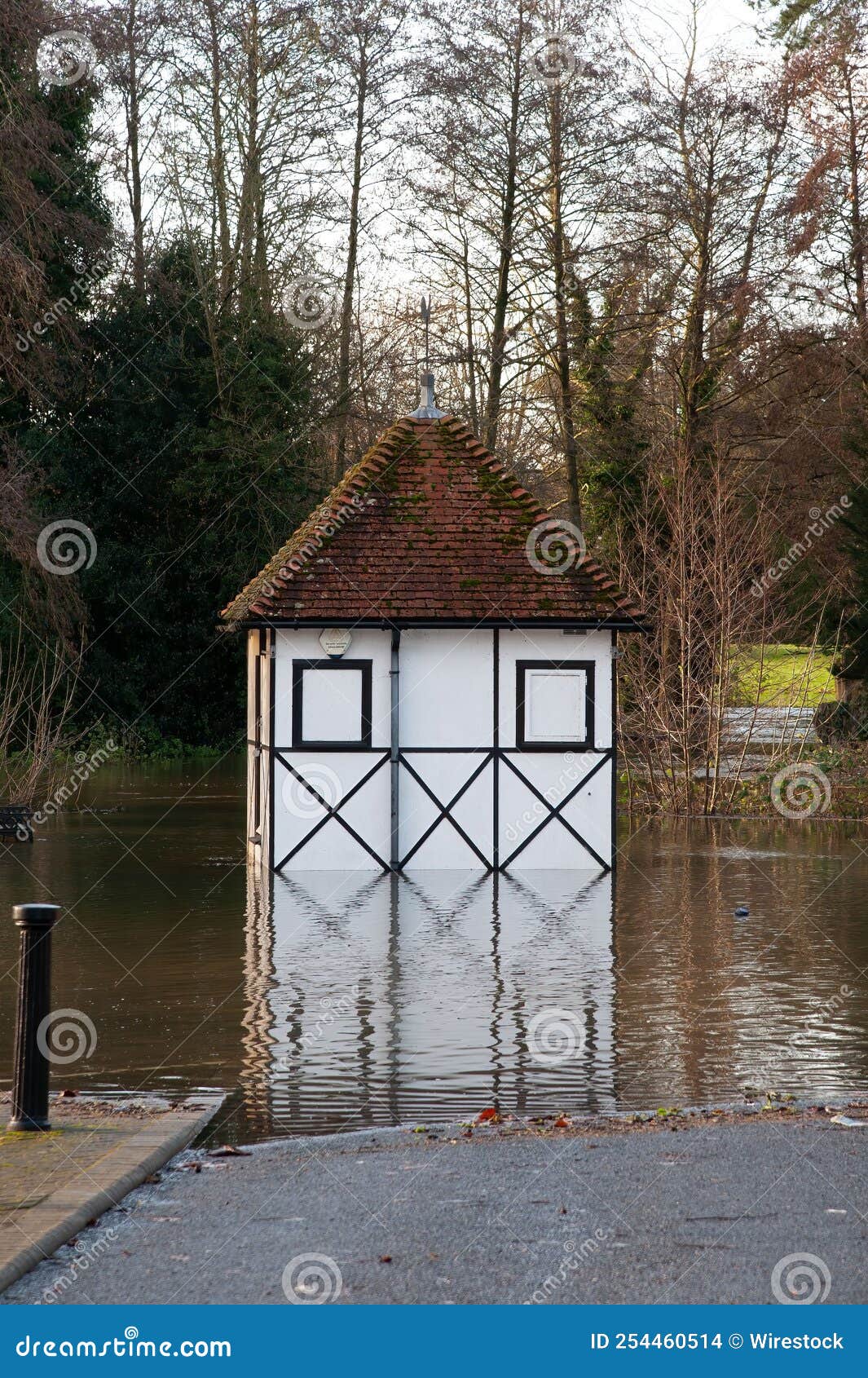 Flooded Riverside Pathway Underneath The Bridge In Irving, Texas Stock ...