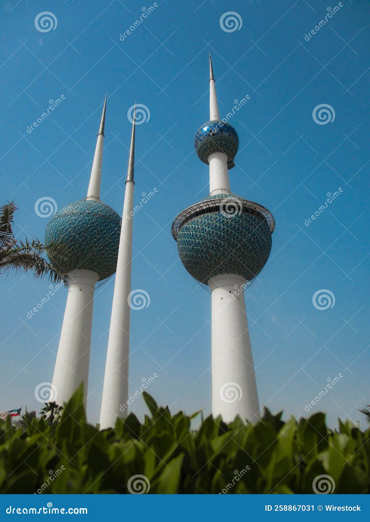 Kuwait Towers Illuminated In Celebration Of Kuwait National Day, Kuwait ...