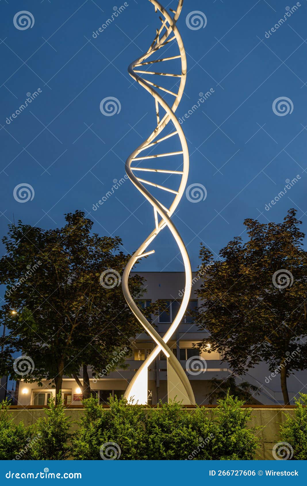 Vertical Shot of a Futuristic Sculpture in the Shape of DNA in the ...