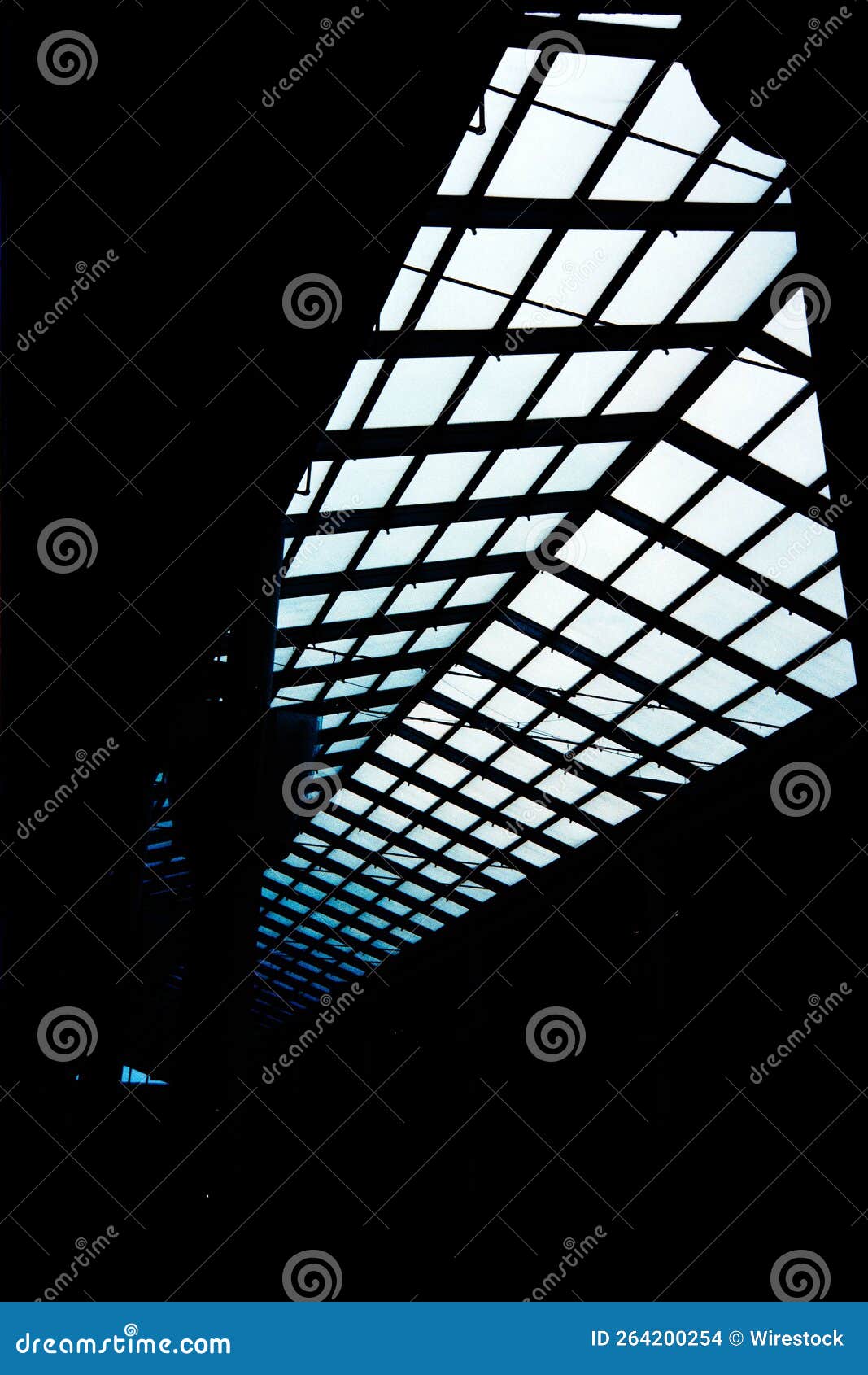 Vertical Shot of a Glassy Triangle Shaped Ceiling Stock Photo - Image ...