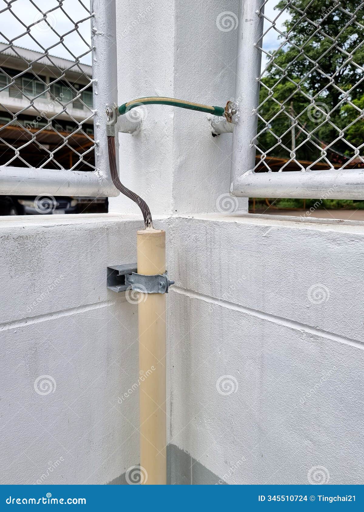 The Ground Wire Continuity Installed At Fence Of Substation Royalty ...