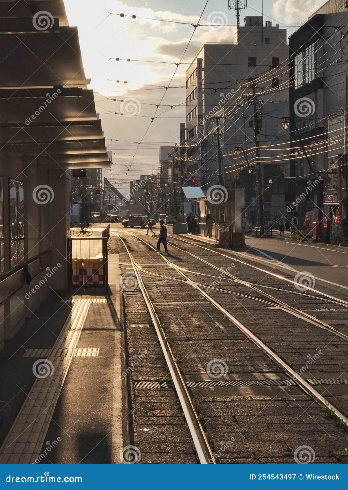 Vertical Shot of the Hakodate Railway Stock Image - Image of urban ...
