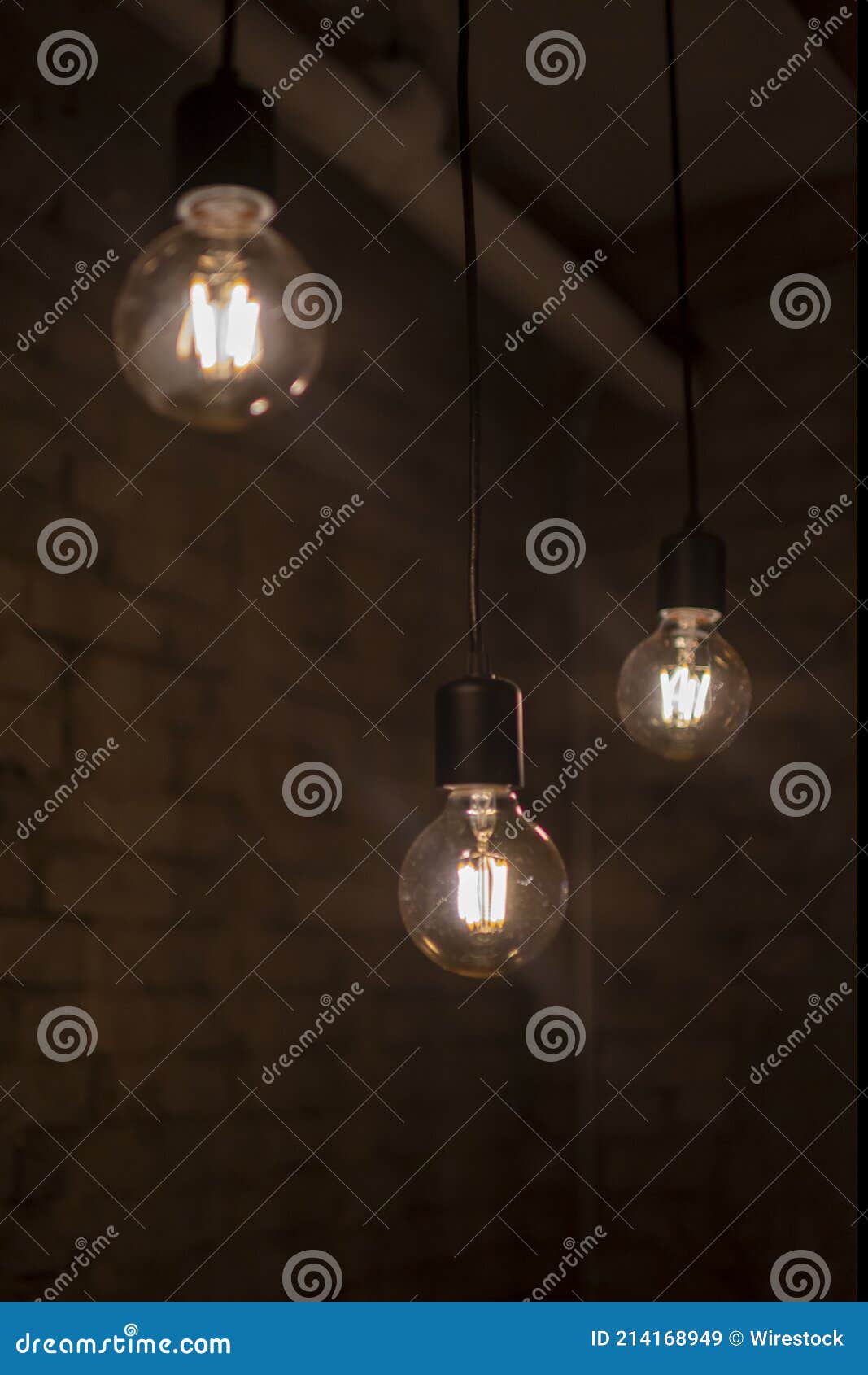 Vertical Shot of Hanging Decorative Lightbulbs Stock Image - Image of ...