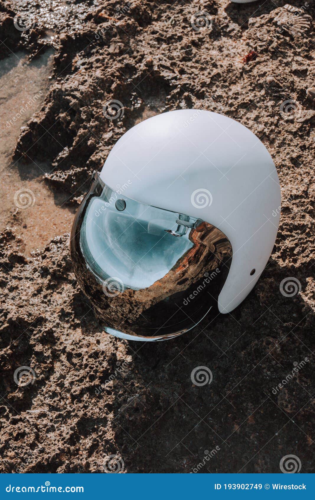 Vertical Shot of a Helmet on the Soil Stock Image - Image of soil ...