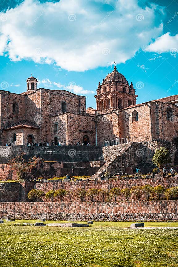 Vertical Shot of a Historic Brick Castle in Cusco, Peru Stock Image ...
