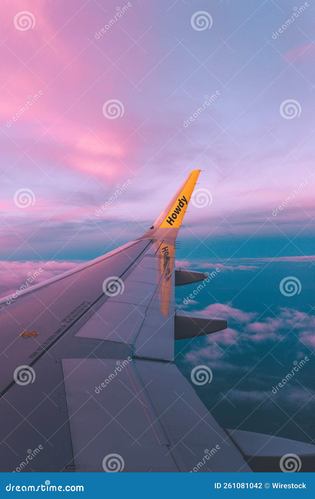 Vertical Shot of Howdy Airline Airplane Wing at Dusk Editorial ...
