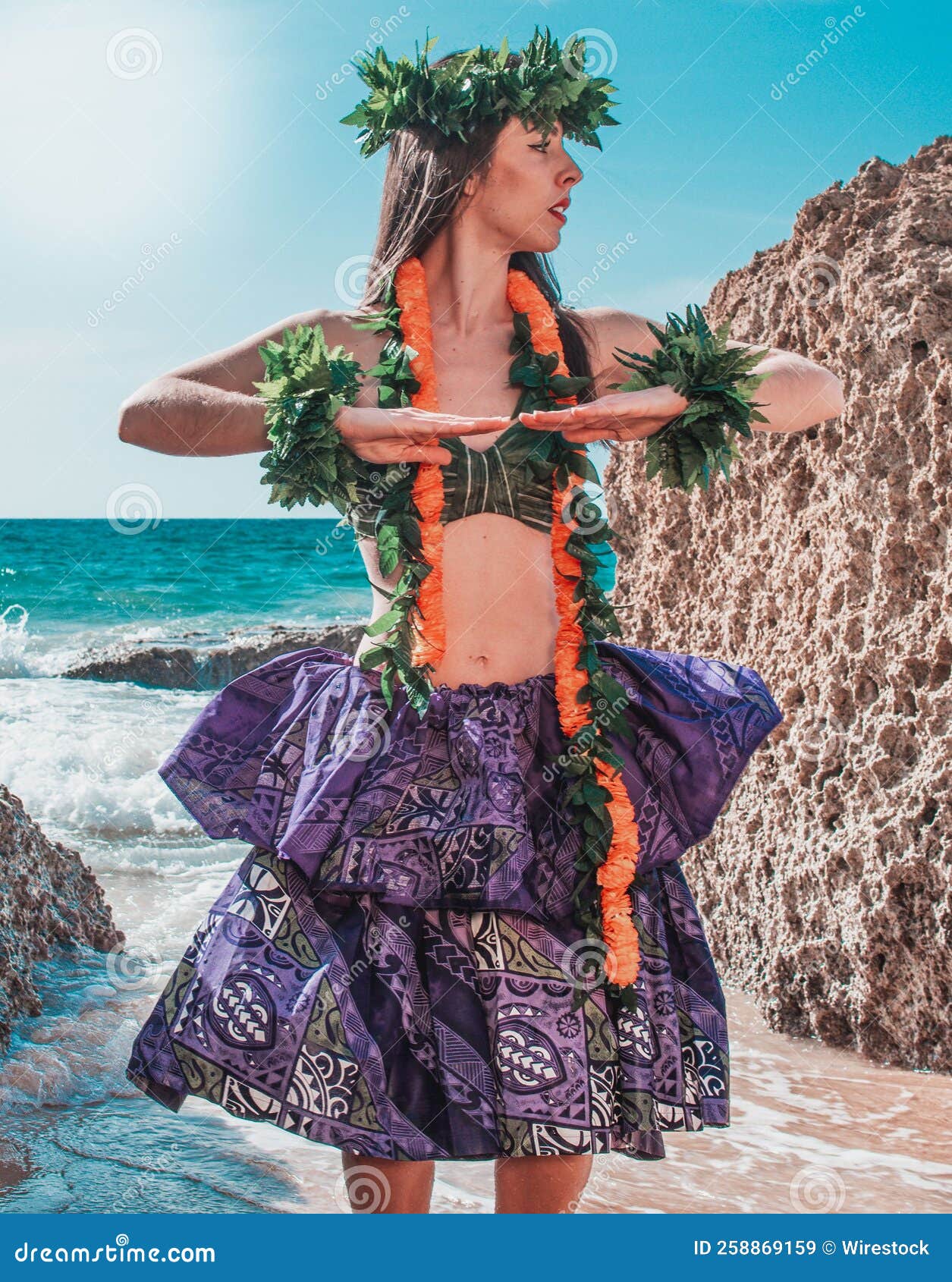 Vertical Shot of the Hula Dancer on the Beach. Stock Image - Image of ...