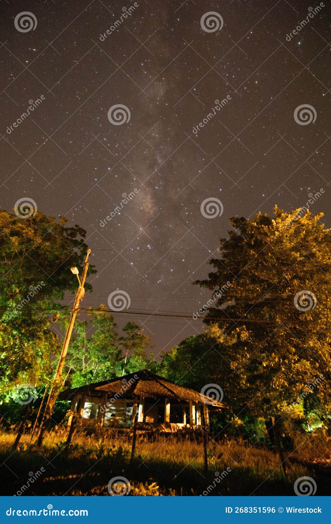 Vertical Shot of a Hut Under a Starry Night Stock Photo - Image of ...