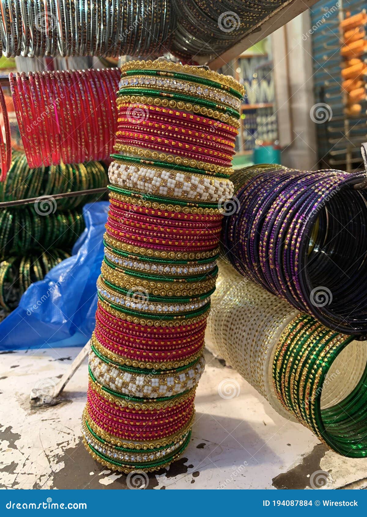 Vertical Shot of Indian Churi Bangle Set Stock Photo - Image of beauty ...