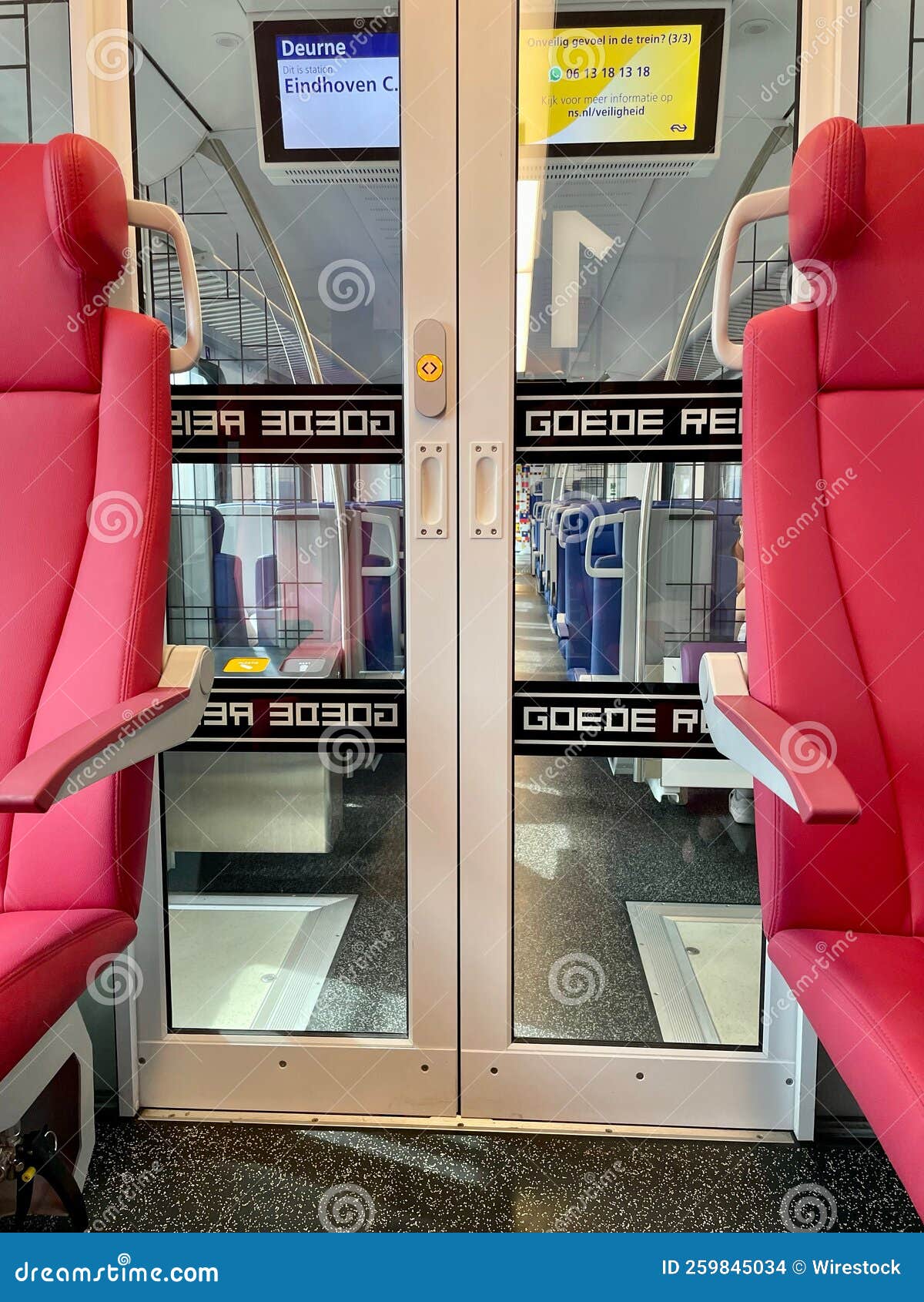 Vertical Shot of the Inside a First Class with Closed Doors in an NS ...