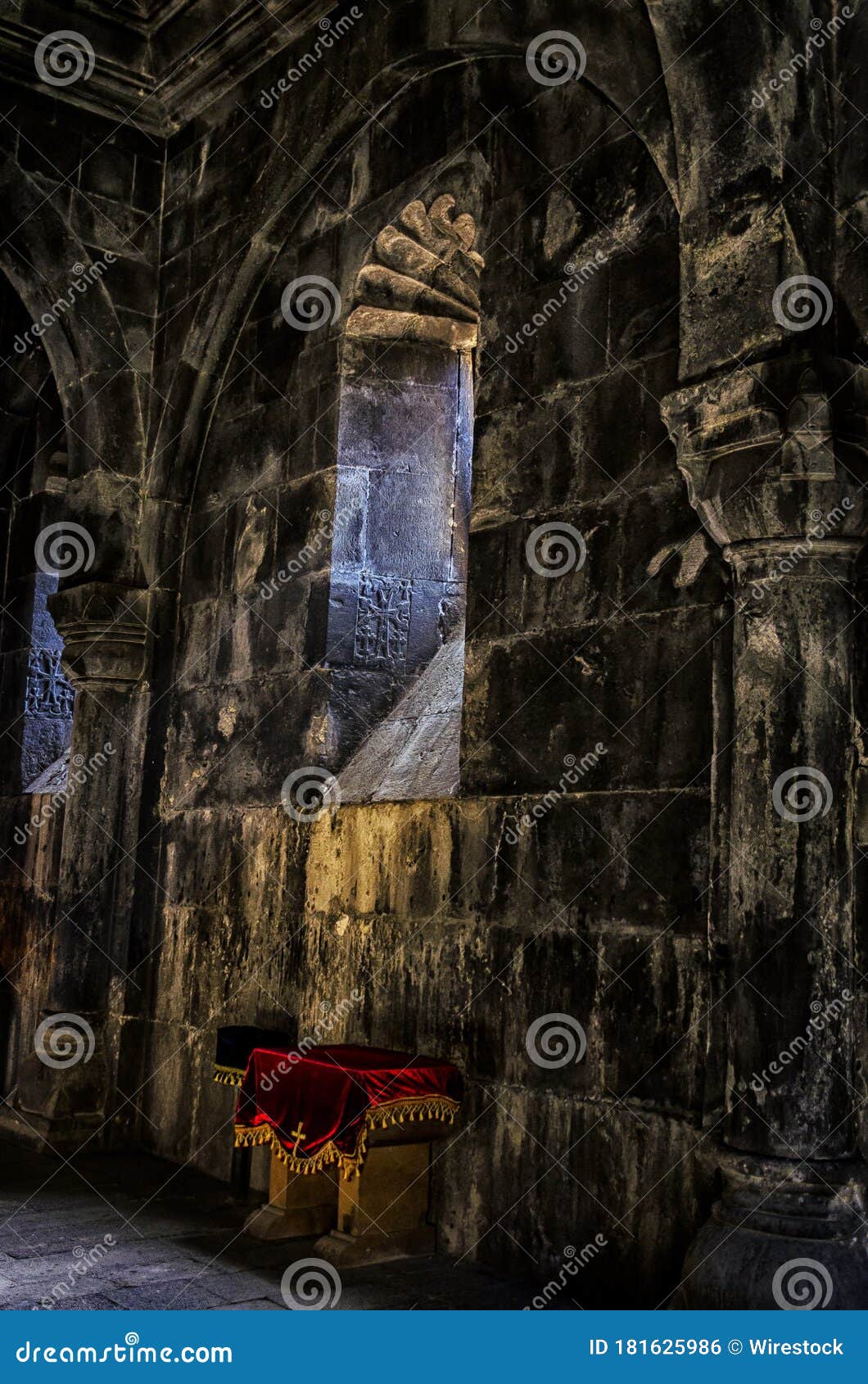 Vertical Shot of the Inside of the Historic Geghard Monastery in ...