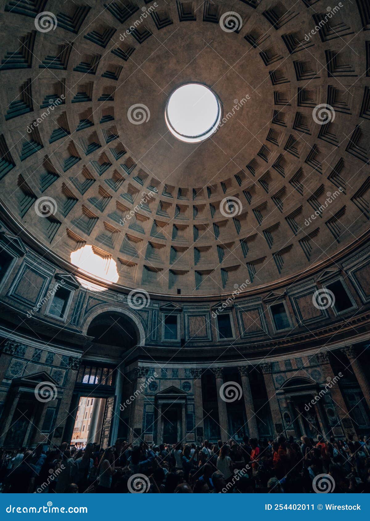 Vertical Shot Inside Pantheon with a Crowd and Sunlight Editorial Photo ...