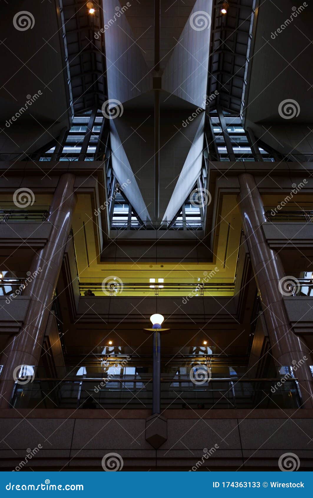 Vertical Shot Inside the Shopping Mall in Japan with Modern ...