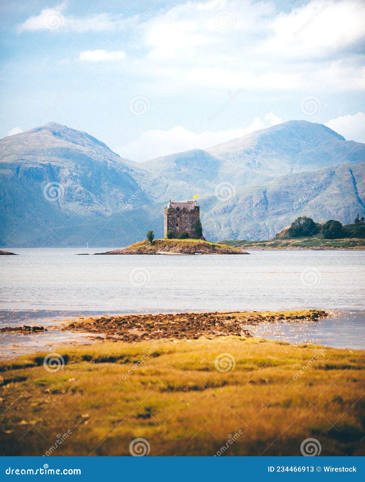 Vertical Shot of an Isolated Castle in Scotland during Daylight Stock ...