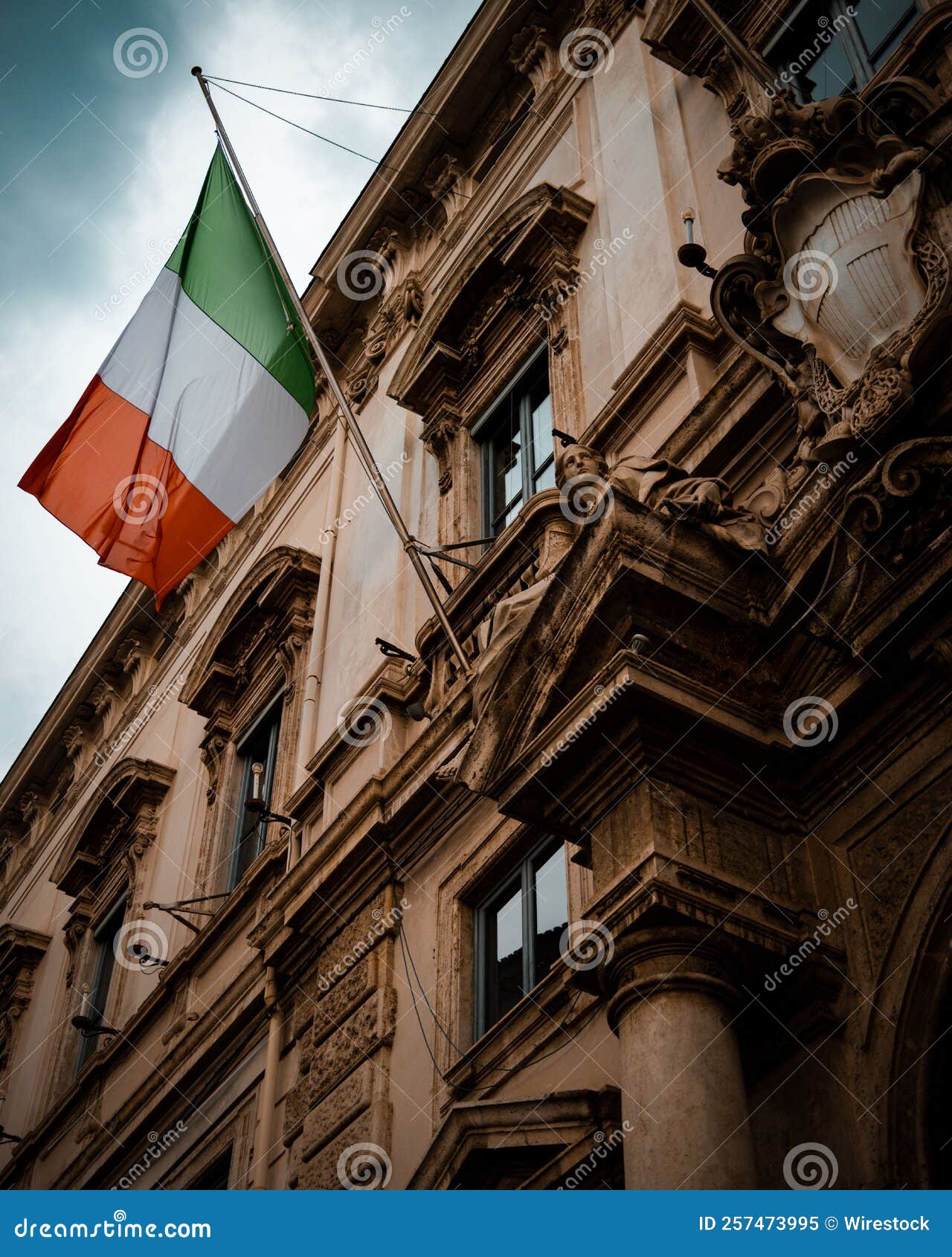 Vertical Shot of the Italian Flag on a Building Stock Image - Image of ...