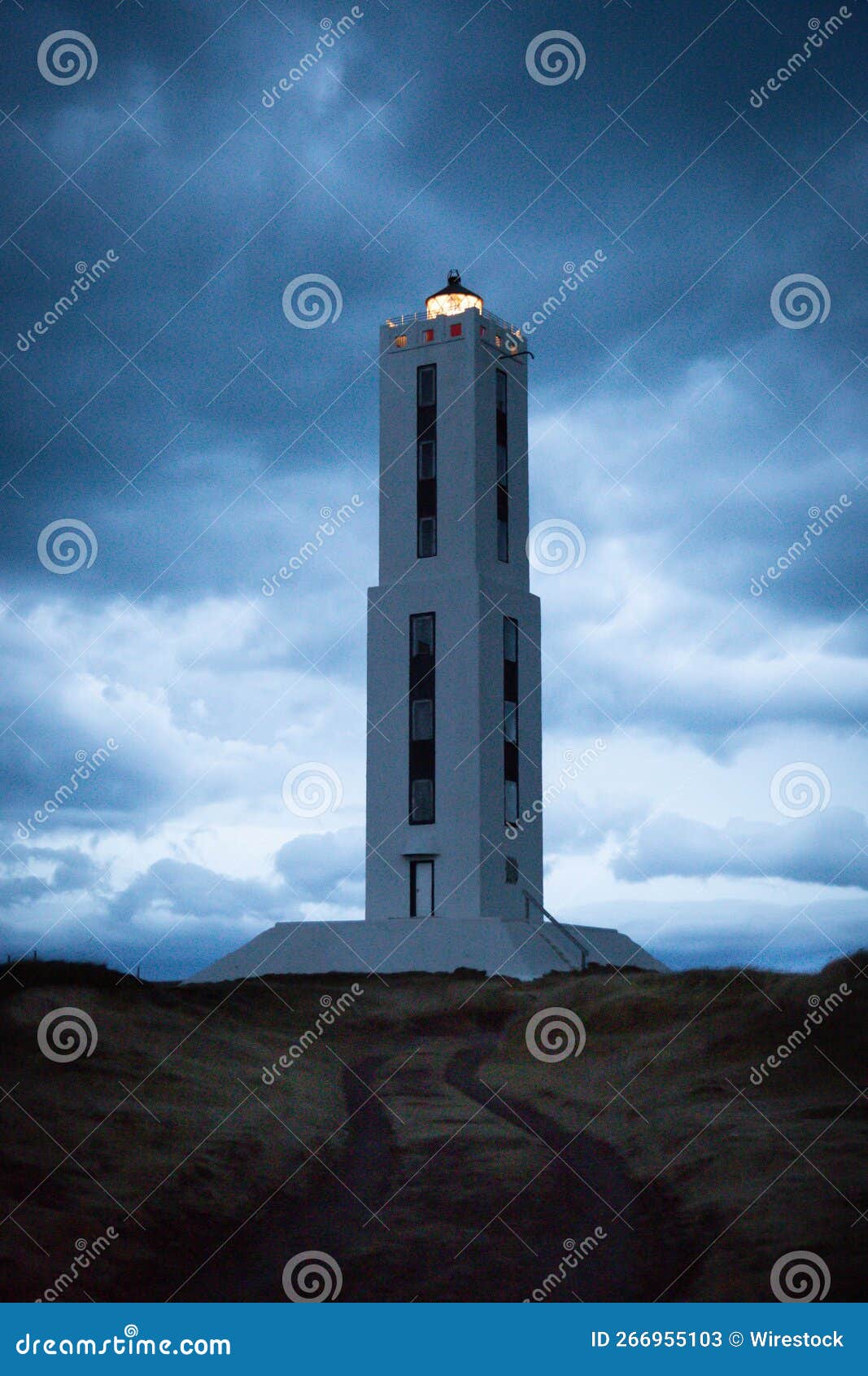 Vertical Shot of Knarraros Lighthouse on a Cloudy Day in Iceland Stock ...