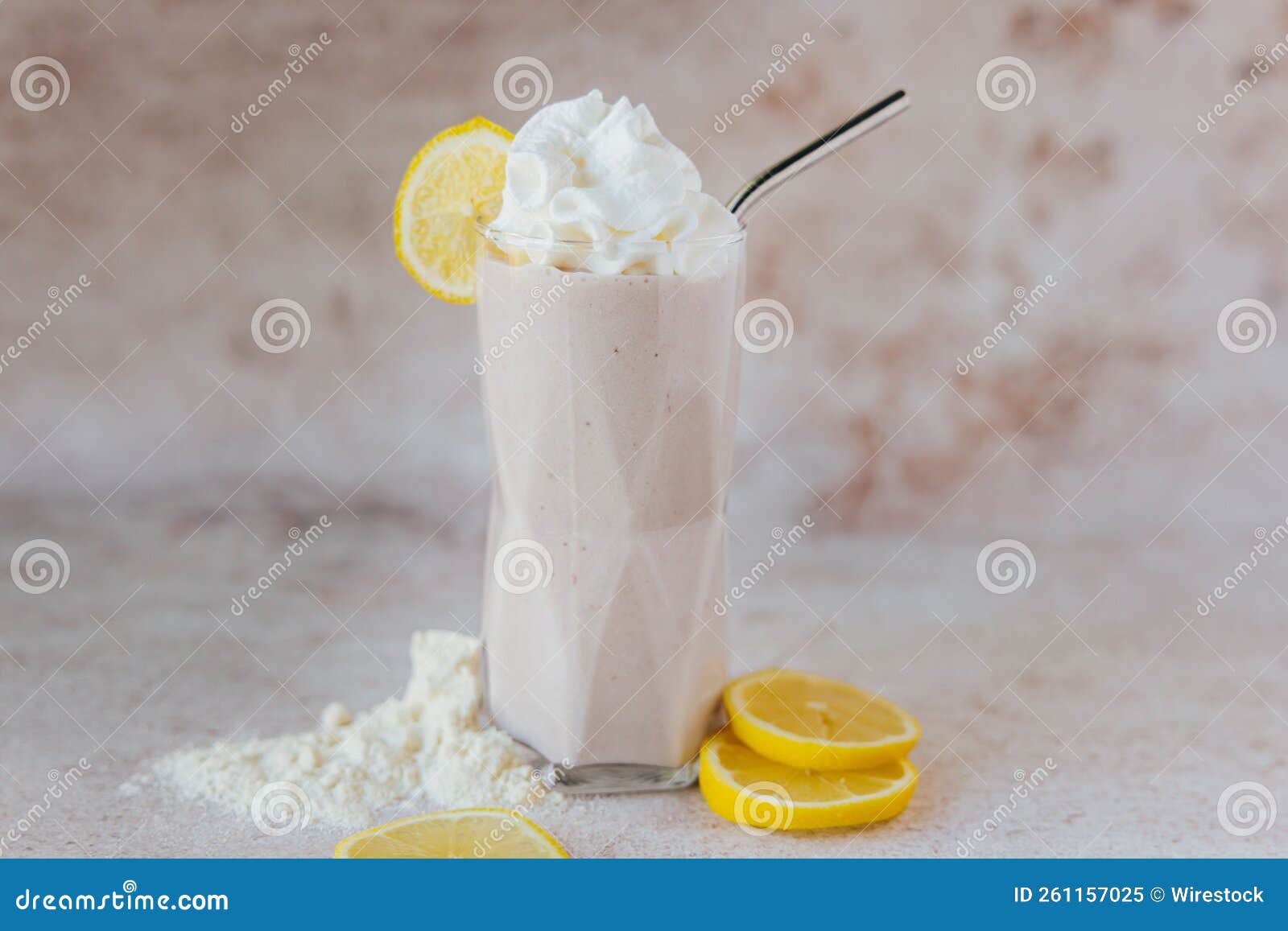 Vertical Shot of a Lemon Protein Shake Stock Image - Image of organic ...
