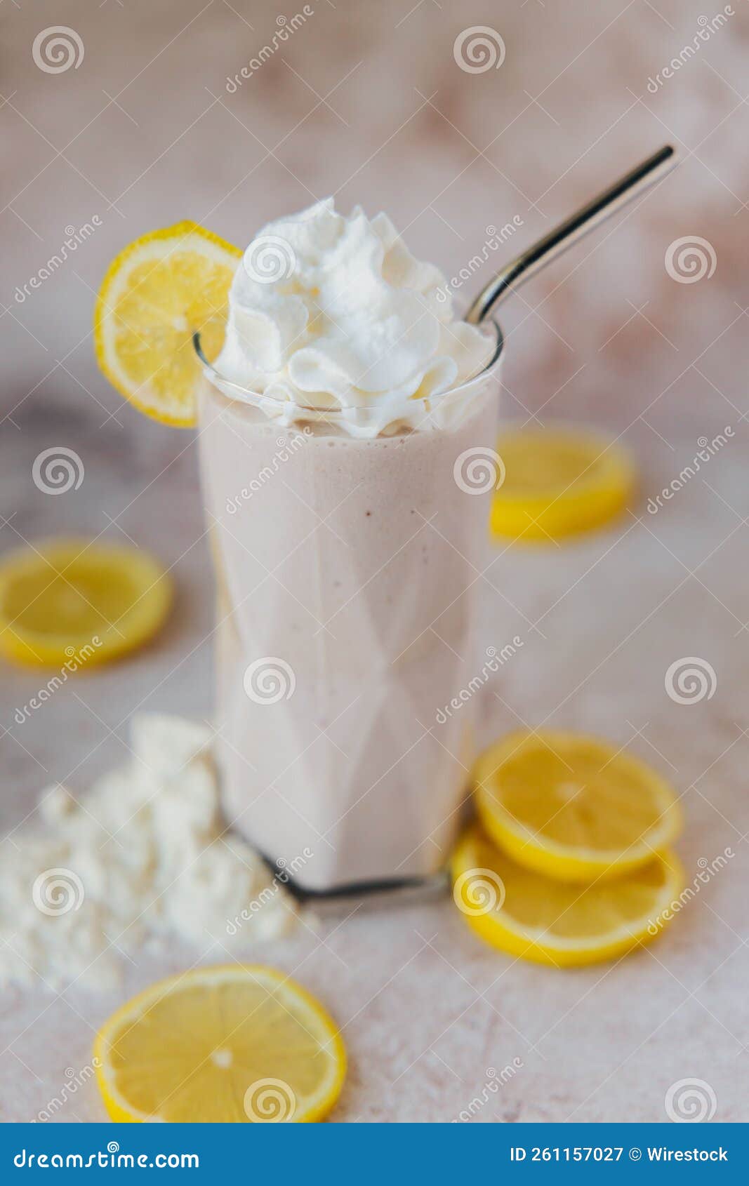 Vertical Shot of a Lemon Protein Shake Stock Image - Image of juice ...