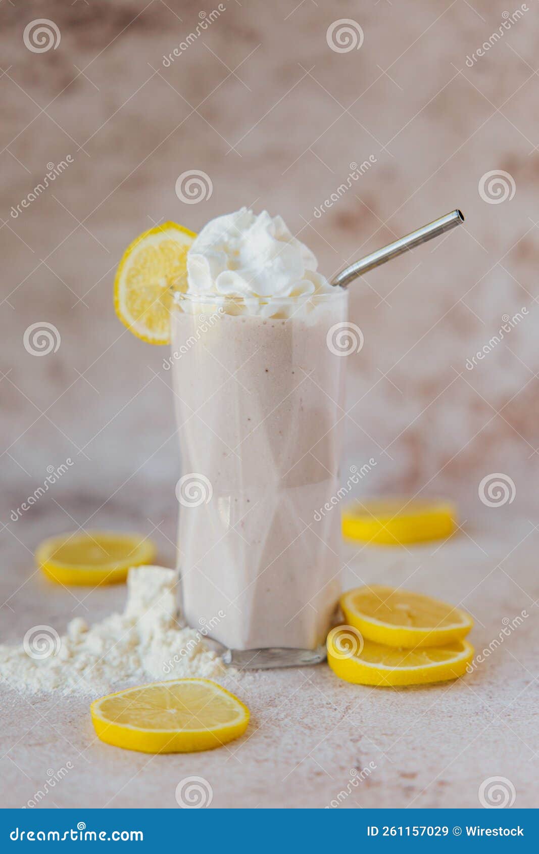 Vertical Shot of a Lemon Protein Shake Stock Image - Image of sweet ...