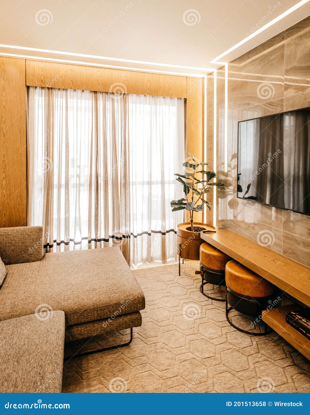Vertical Shot of a Living Room with a Modern Decoration Stock Photo ...
