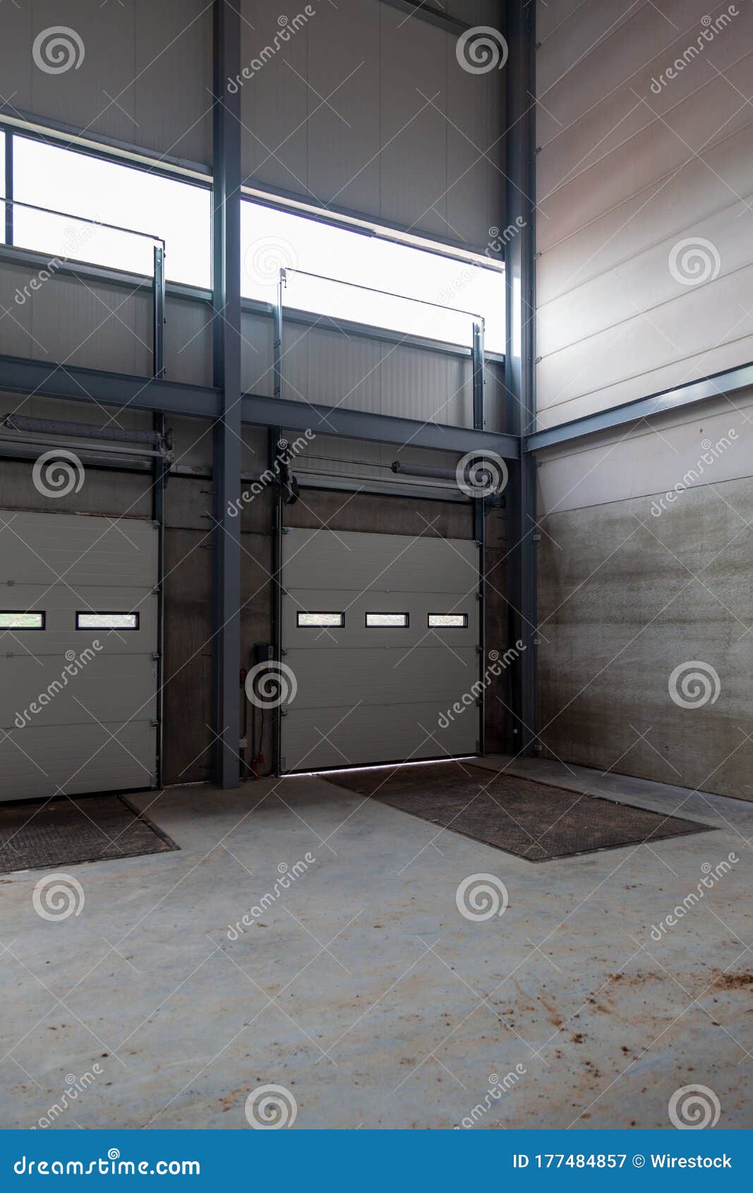 Vertical Shot of the Loading Bays Inside a Warehouse Stock Image ...