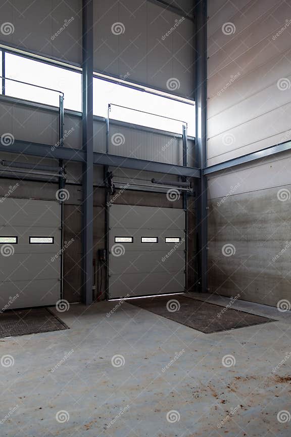 Vertical Shot of the Loading Bays Inside a Warehouse Stock Image ...