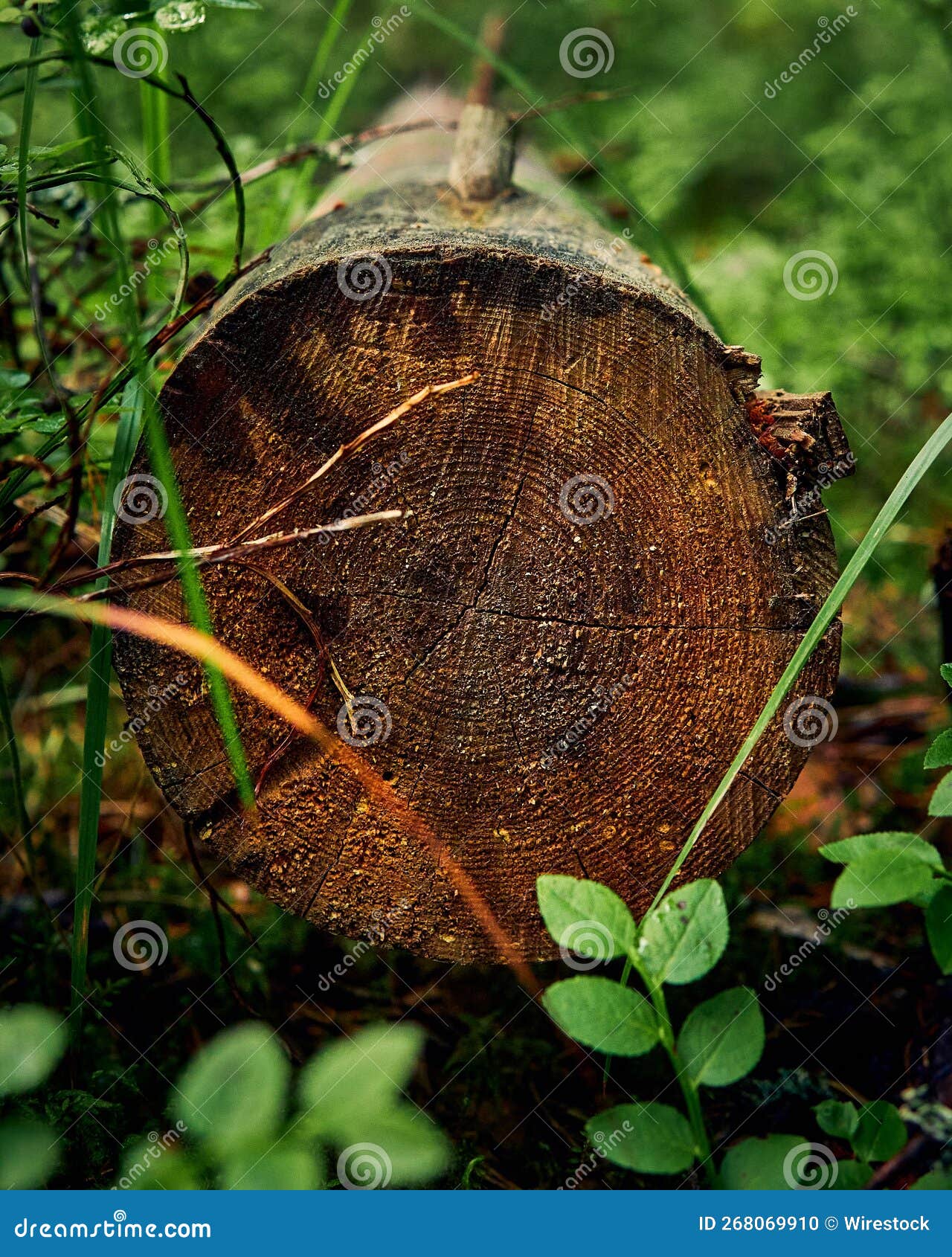 Vertical Shot of a Log on the Ground Surrounded by Forest Vegetation ...