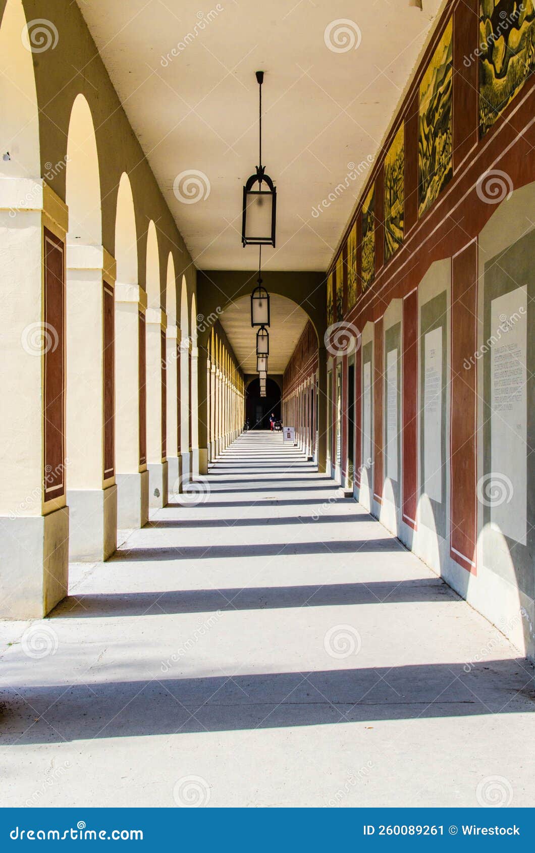 Vertical Shot of a Long Corridor in a Gallery with Sunlight Coming in ...