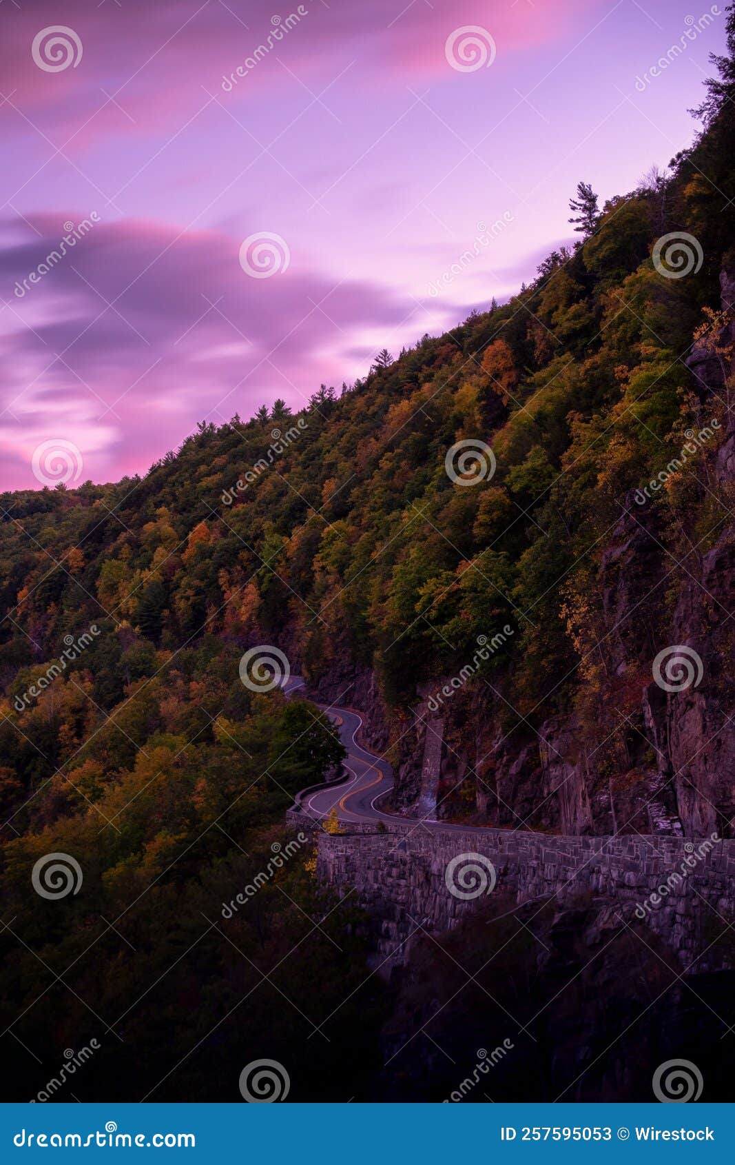 Vertical Shot of a Long Road in Upstate, NY at Sunset Stock Image ...