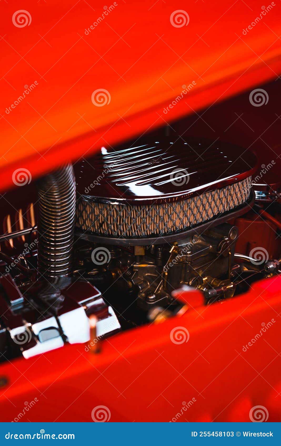 Vertical Shot of Luxurious Red Car Engine Stock Image - Image of ...