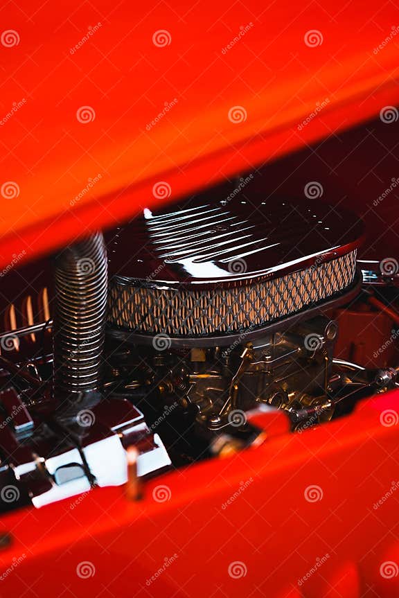 Vertical Shot of Luxurious Red Car Engine Stock Image - Image of ...