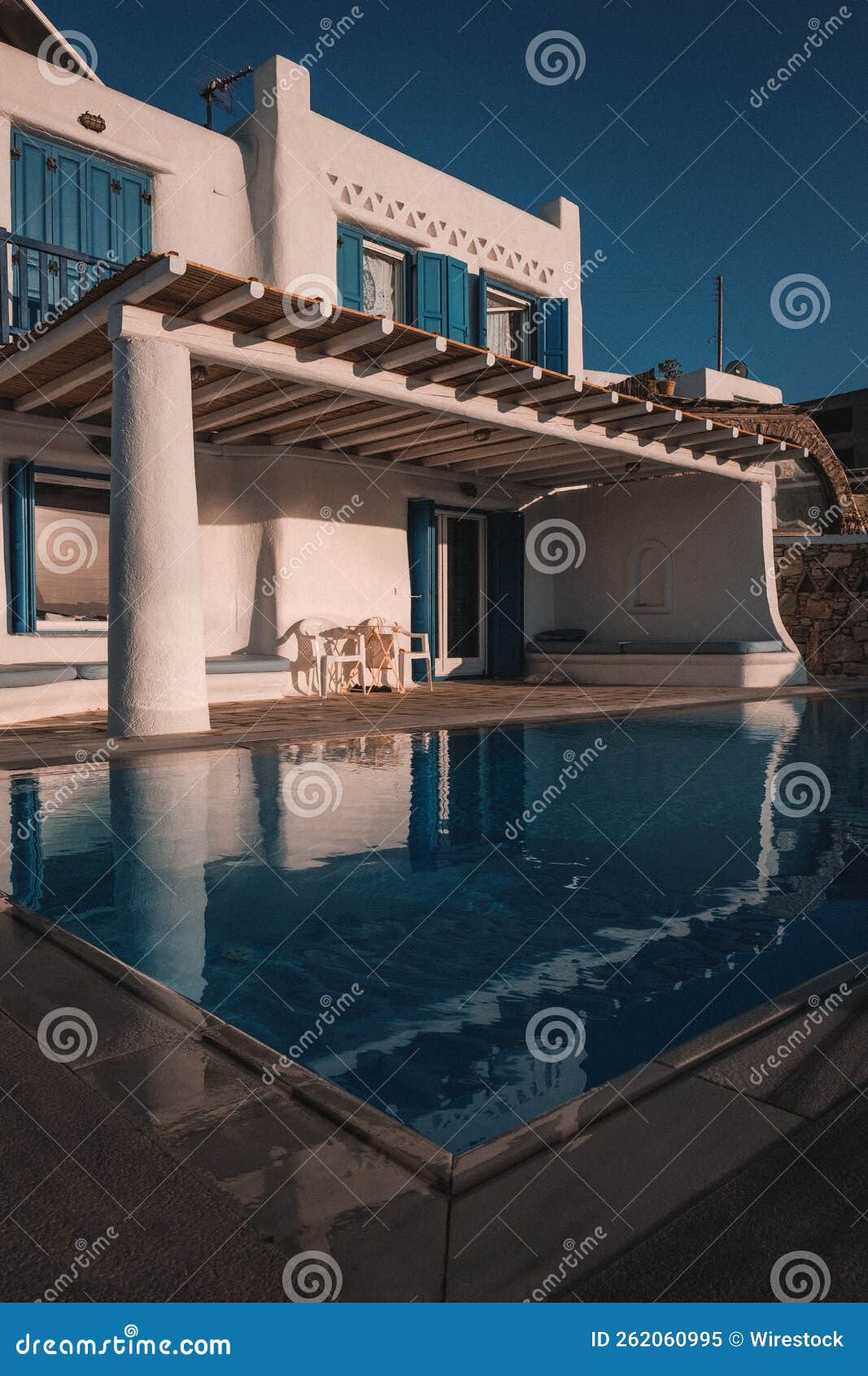 Vertical Shot of a Luxury Villa with a Pool in Greece Editorial Image ...
