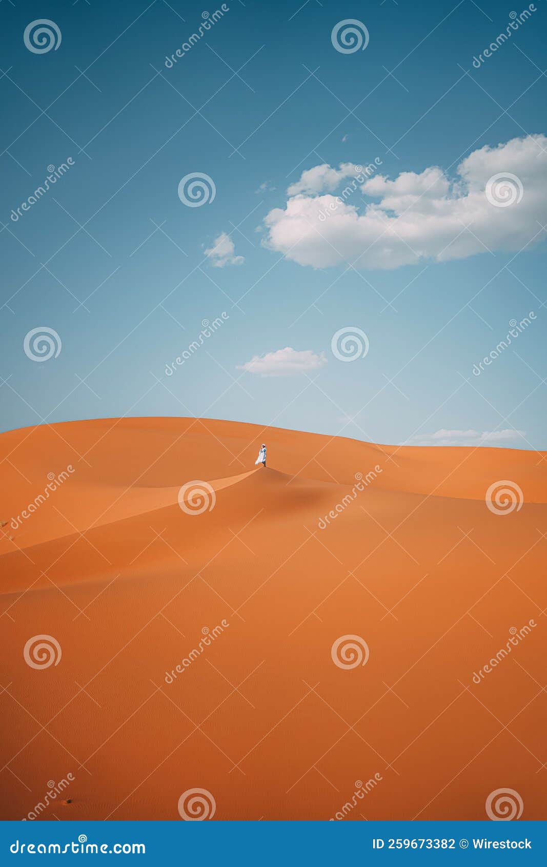 Vertical Shot of a Man Standing on the Desert Sands Under the Sun Heat ... Vertical Shot of a Man Standing on the Desert Sands Under the Sun Heat ...