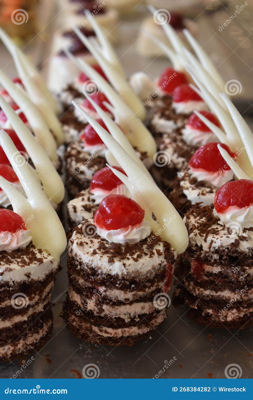 Vertical Shot of Many Identical Pastries on an Event Table Stock Photo ...