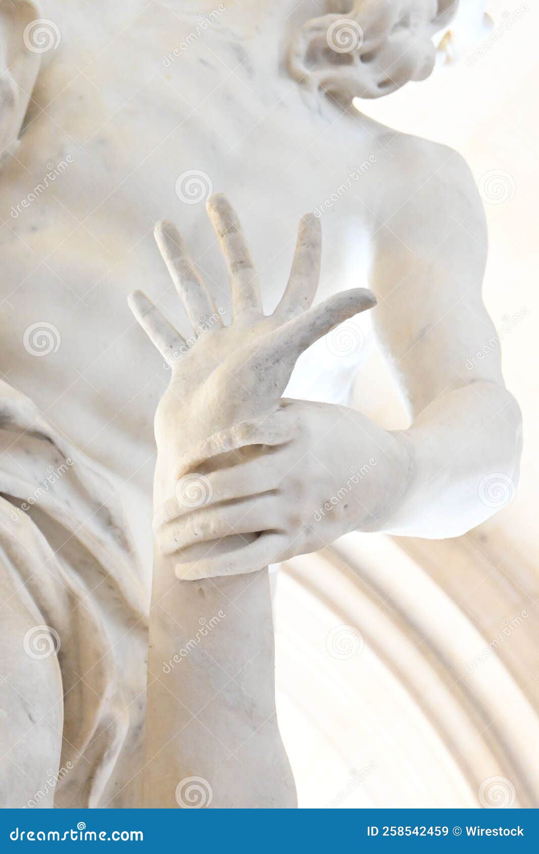 Statue Hands Raised Antique Chinese Gold Ingot Money Isolated On White ...