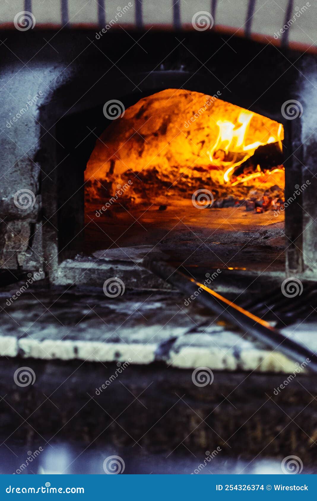 Vertical Shot of a Masonry Oven with Fire Stock Photo - Image of coal ...