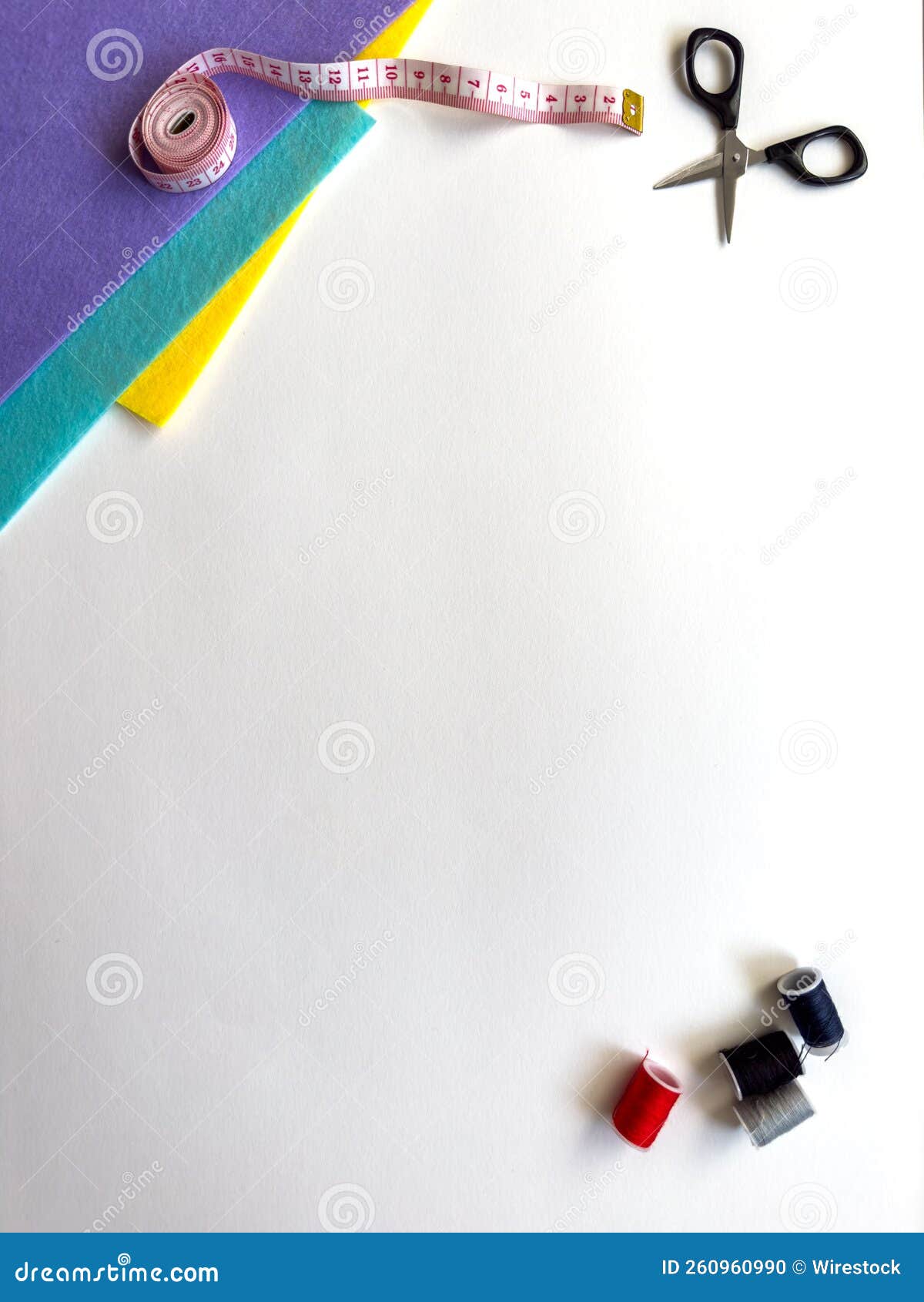 Vertical Shot of a Measuring Tape, Papers, and Scissors Isolated on a ...