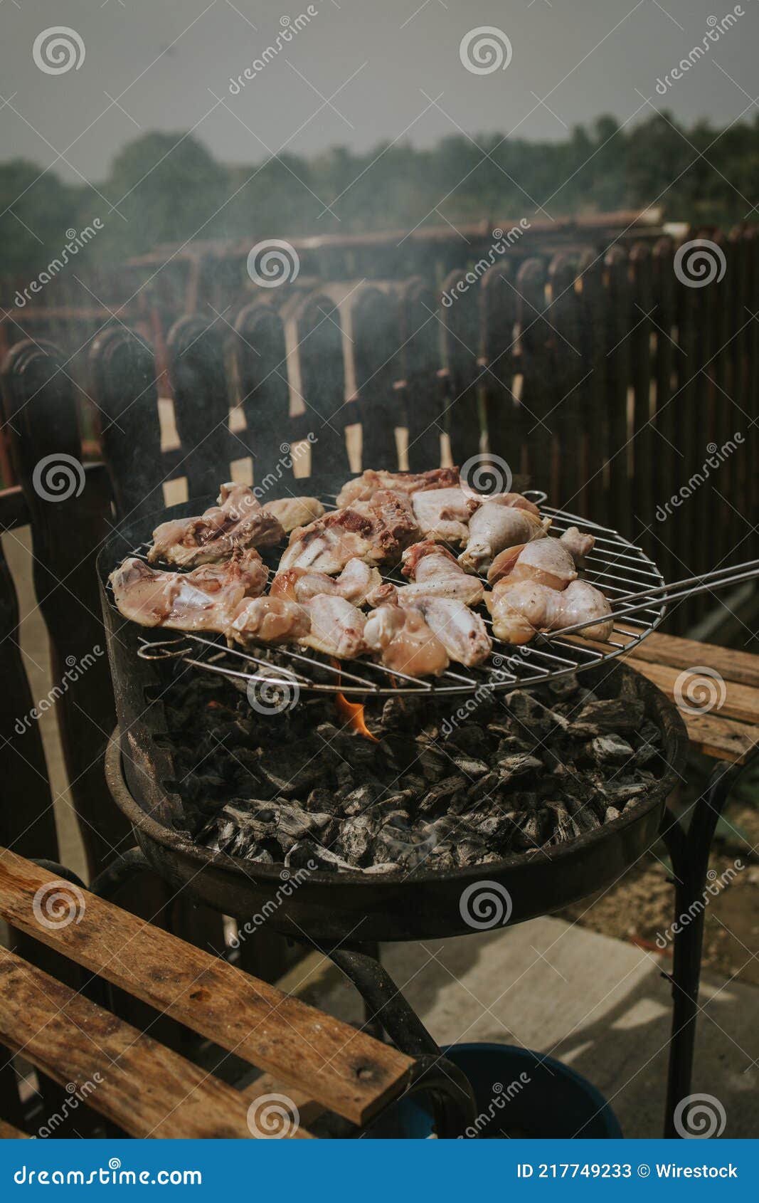 Vertical Shot of Meat Roasting on a Charcoal Grill Stock Image - Image ...