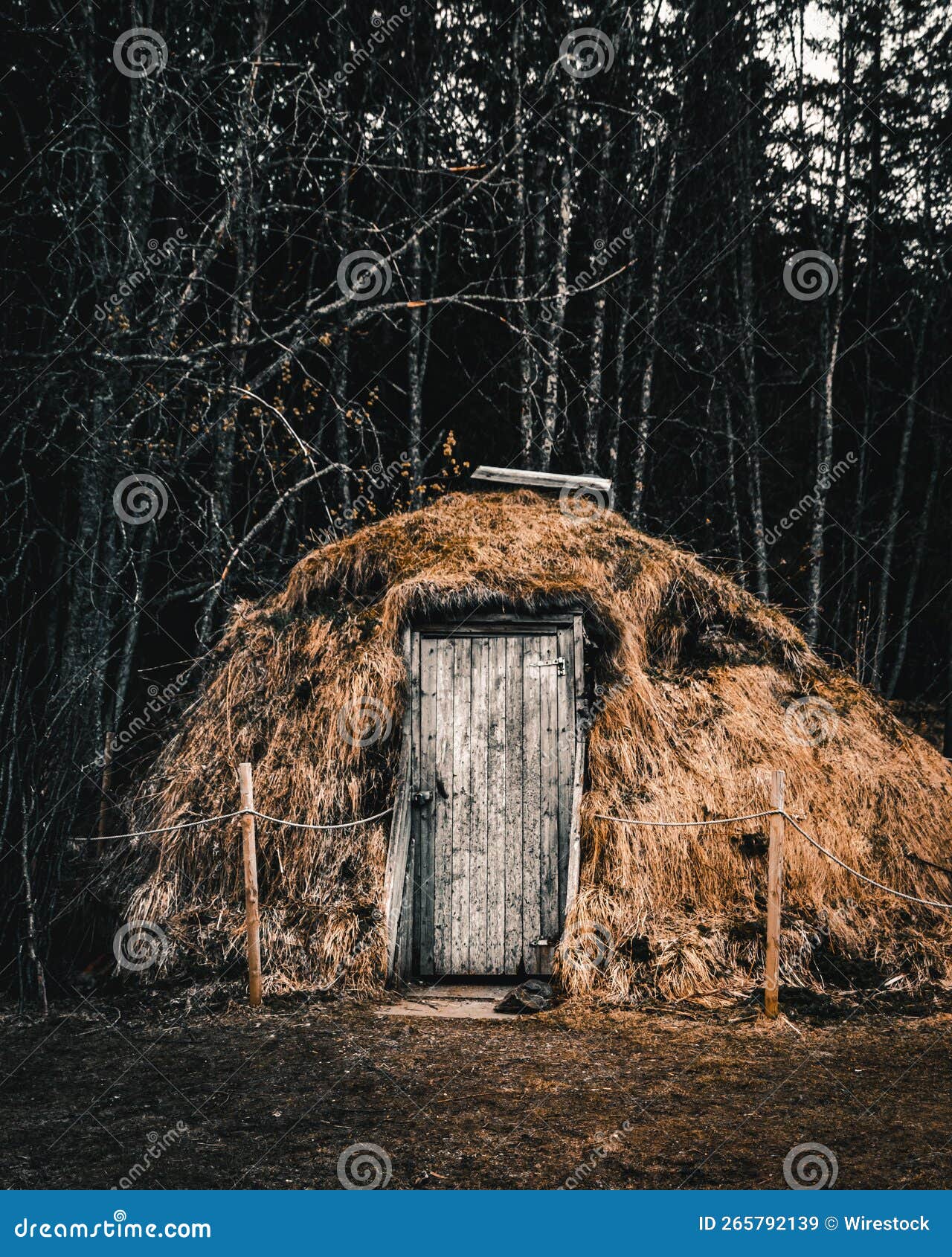 Vertical Shot of a Mesolithic Hut, among Trees of a Forest in Norway ...