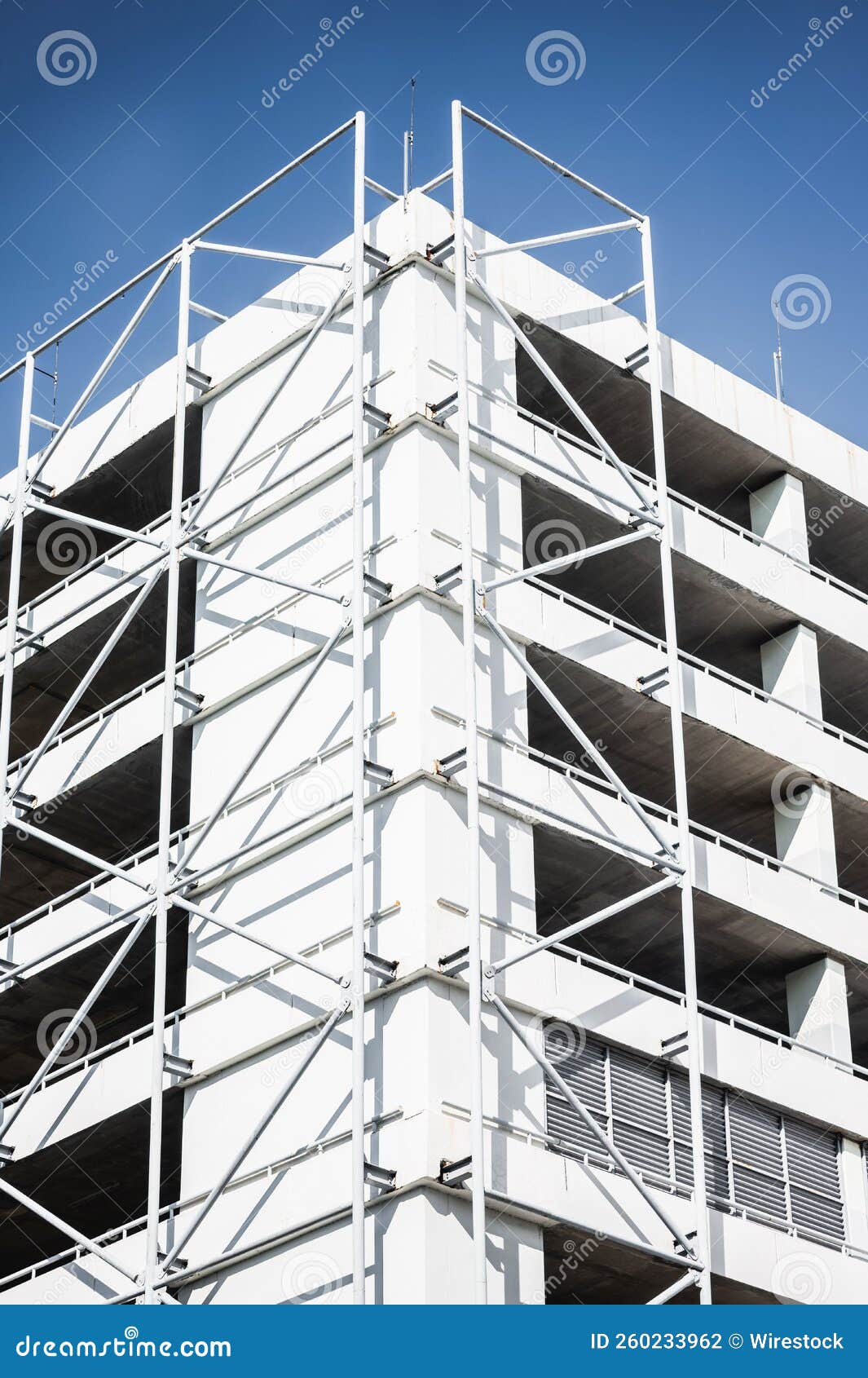 Vertical Shot of Metal Pipes for a Billboard Frame on the Corner of a ...