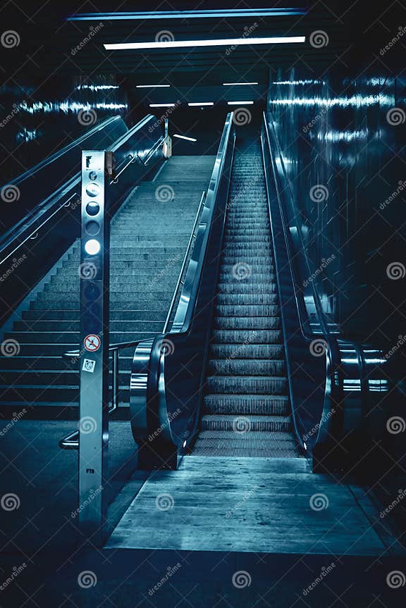 Vertical Shot of a Metro Escalator Stock Photo - Image of metro ...