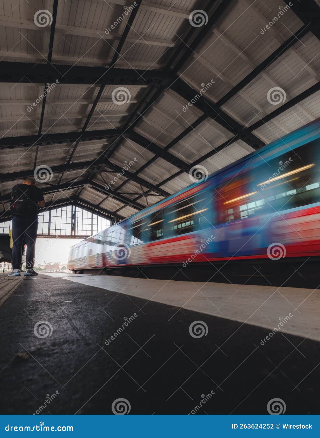 Vertical Shot of a Metro Train in Motion Stock Photo - Image of rail ...