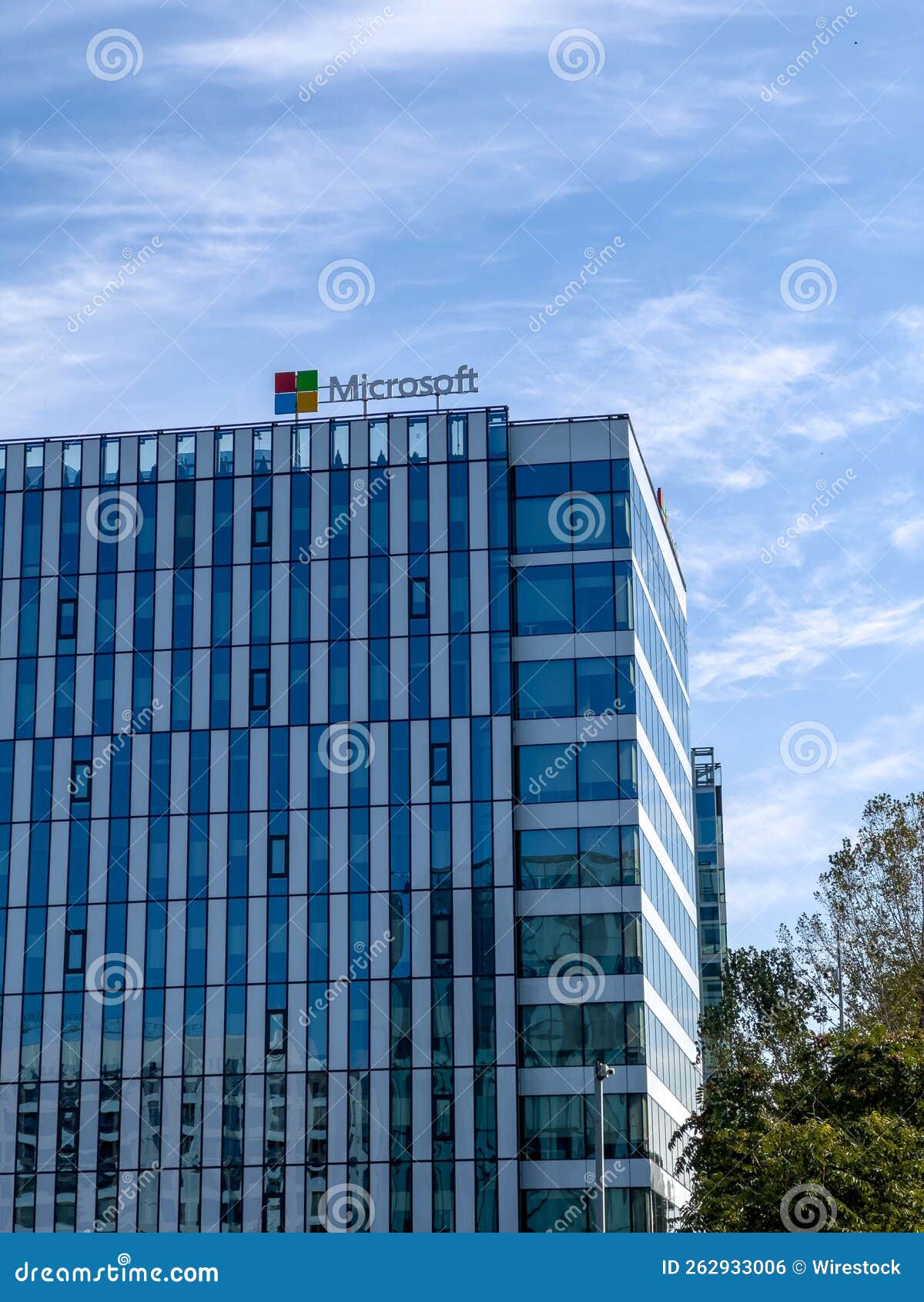 Vertical Shot of the Microsoft Office Building in Bucharest. Editorial ...
